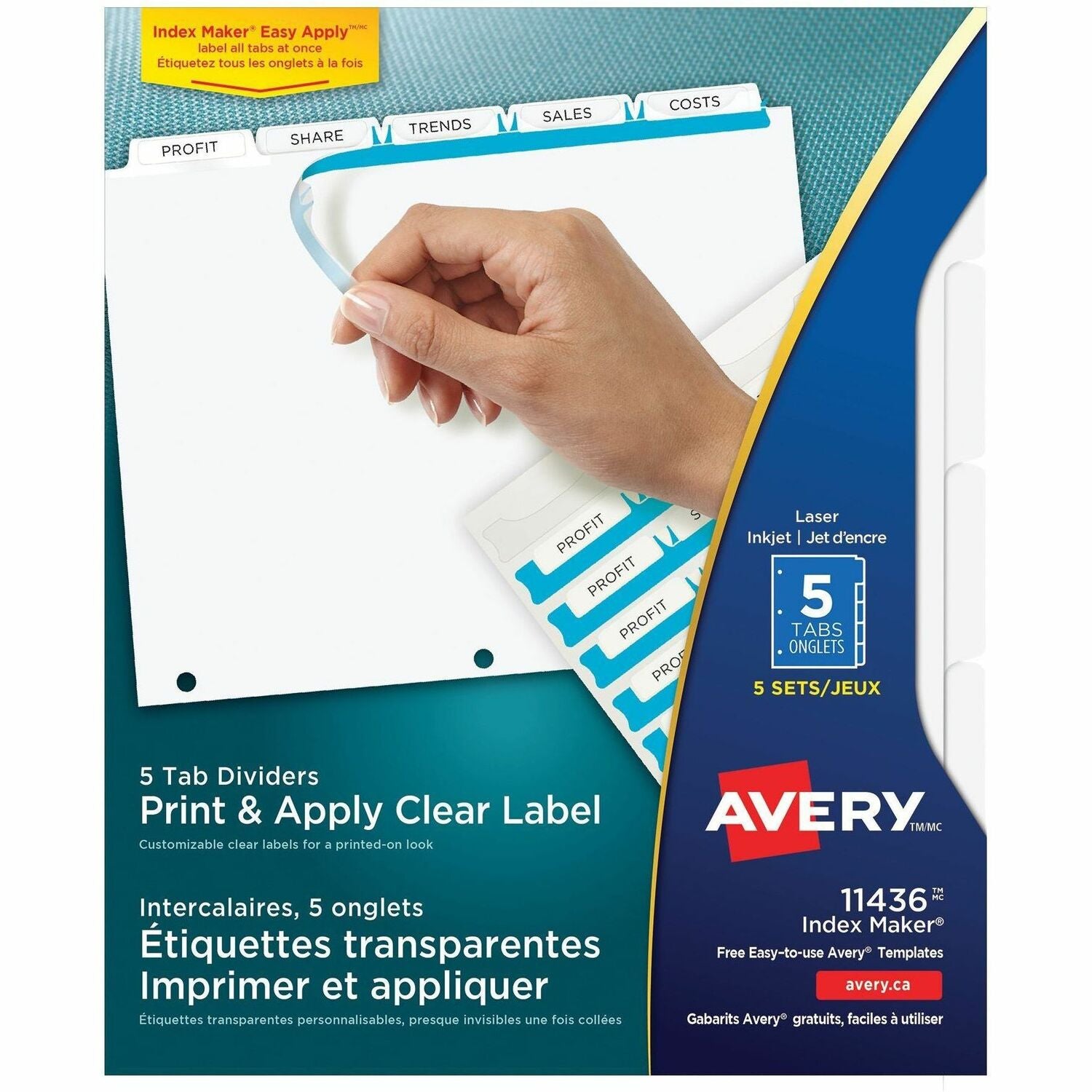 Avery® Print & Apply Clear Label Dividers with Index Maker® Easy Apply ...